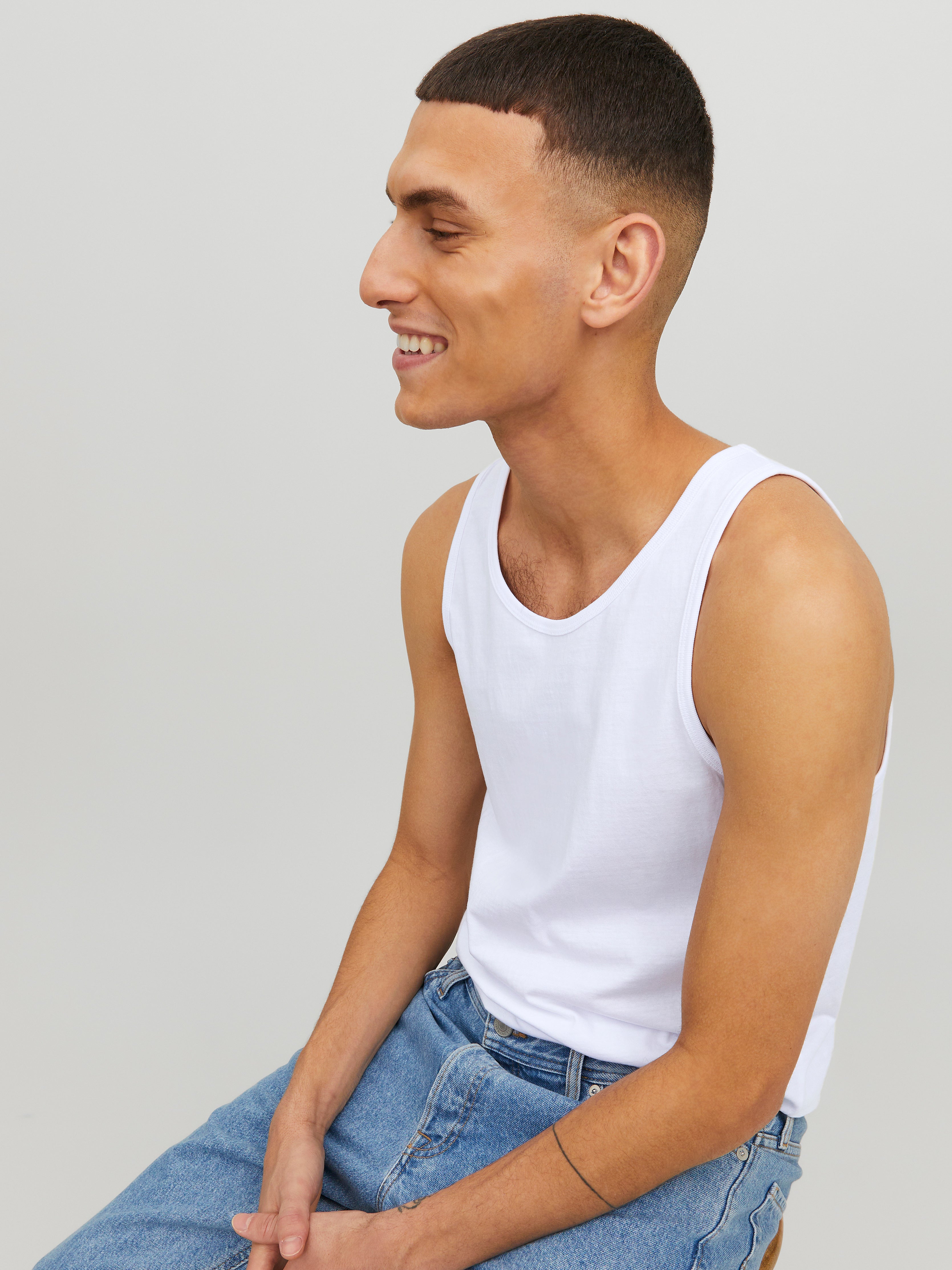 2-pack Plain Crew neck Tank top | White | Jack & Jones®