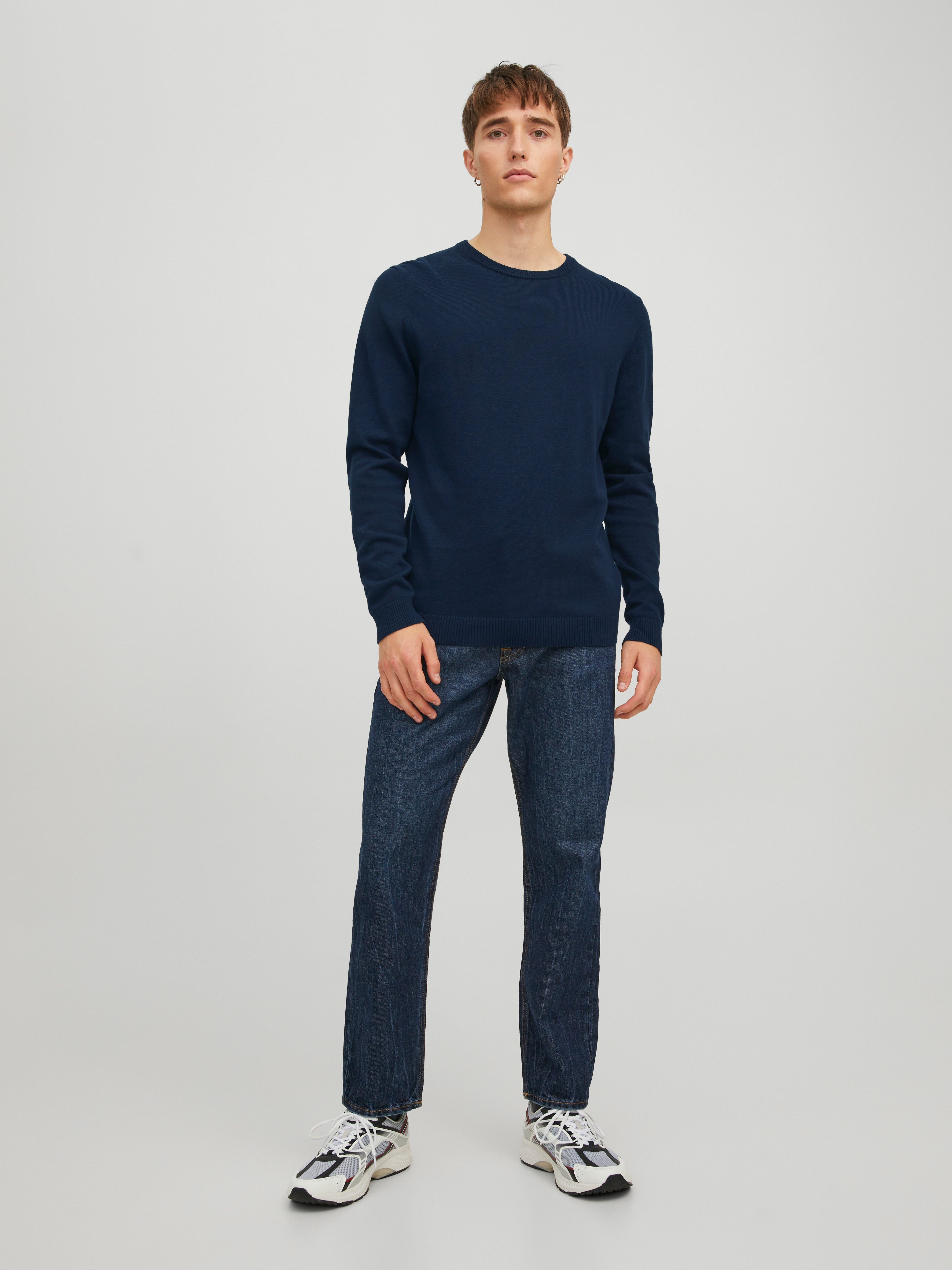 Crew neck Knitted Pullover | Dark Blue | Jack & Jones®