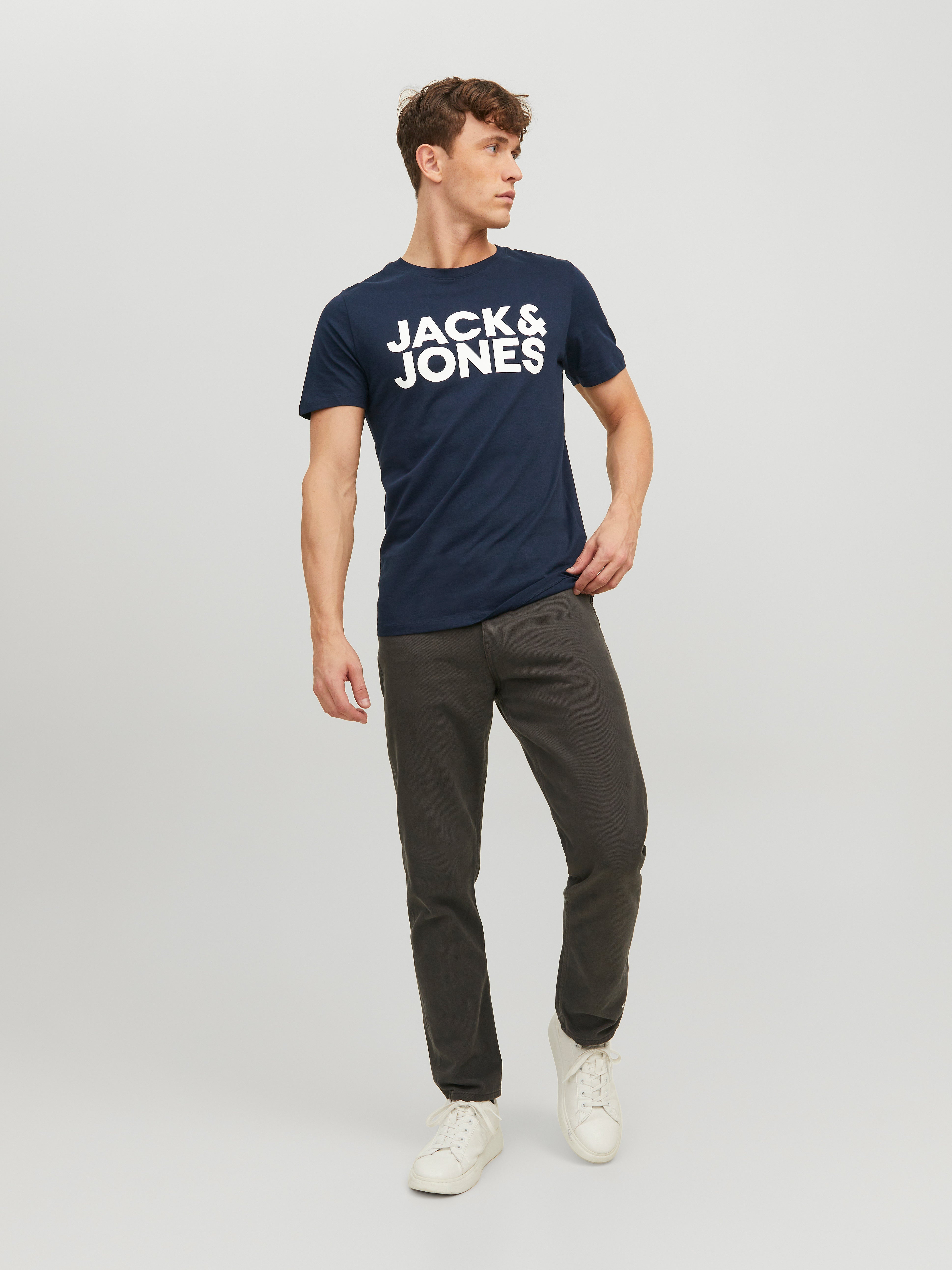 Logo Rundhals T-shirt | Dunkelblau | Jack & Jones®