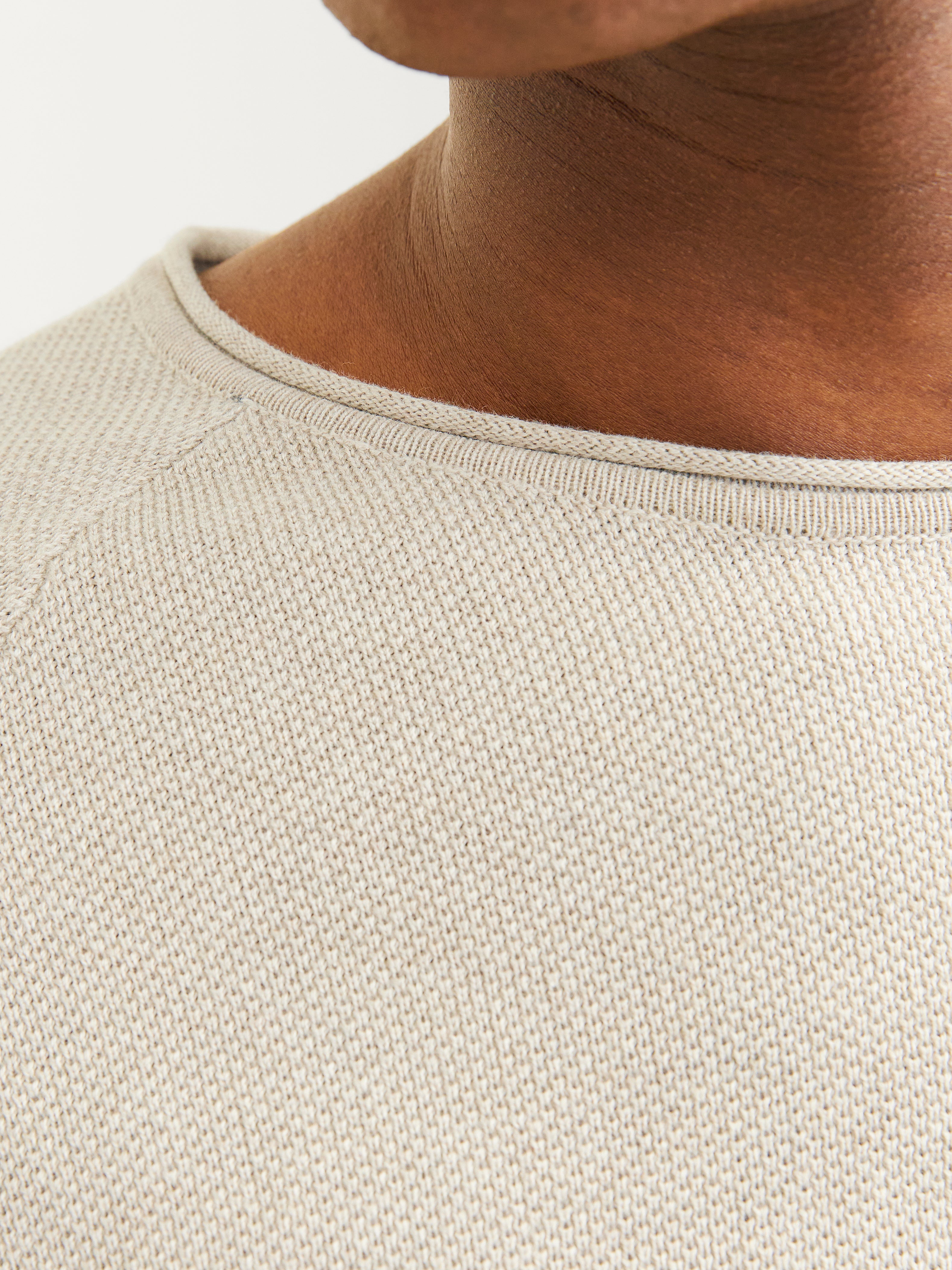 Einfarbig Strickpullover mit Rundhals | Beige | Jack & Jones®