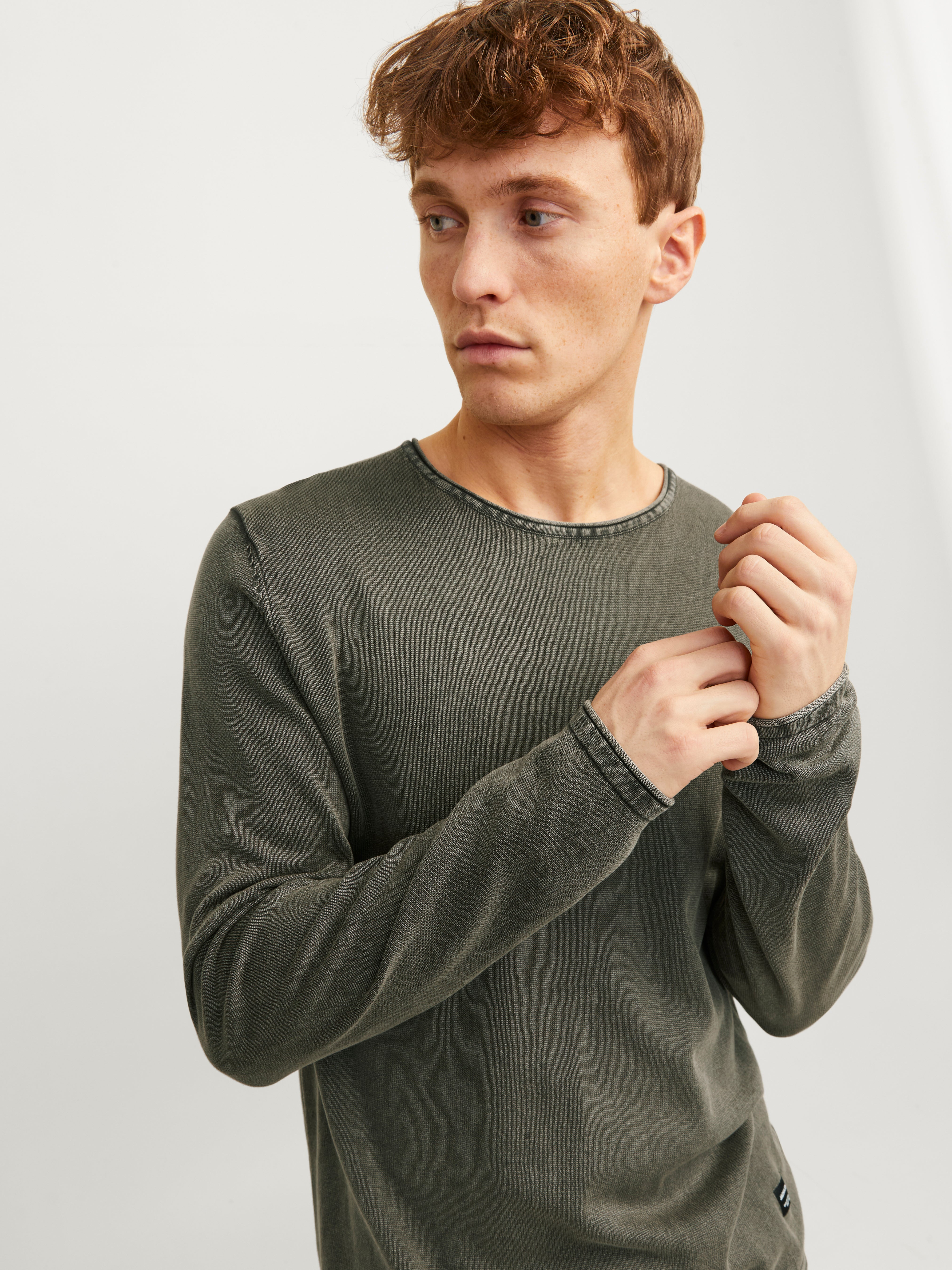 Plain Crew Neck Jumper | Dark Green | Jack & Jones®