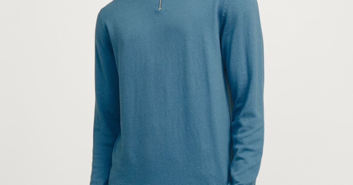 Plain Quarter zip Knit | Medium Blue | Jack & Jones®