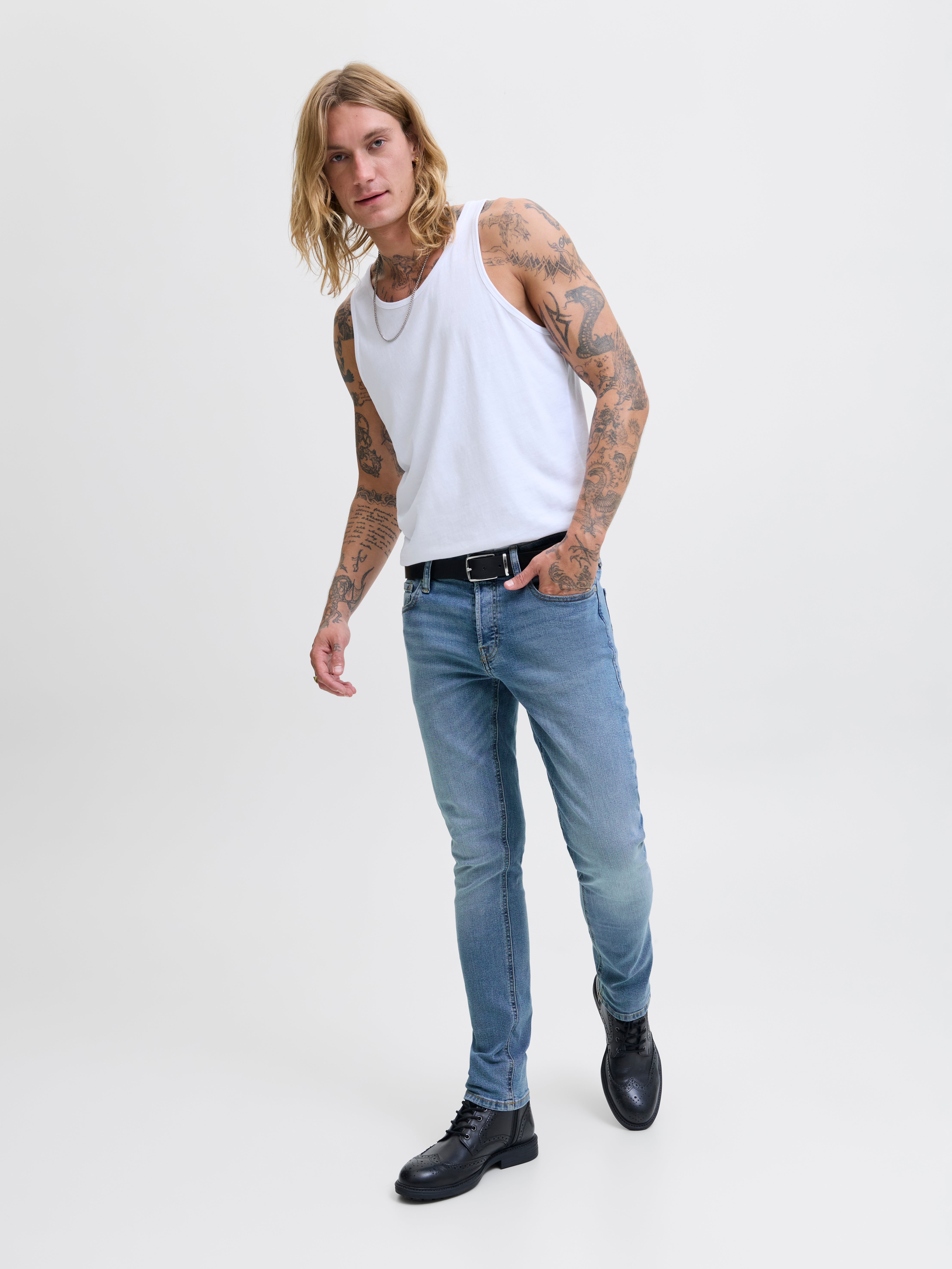 JJIGLENN JJORIGINAL MF 030 Slim fit jeans | Medium Blue | Jack & Jones®