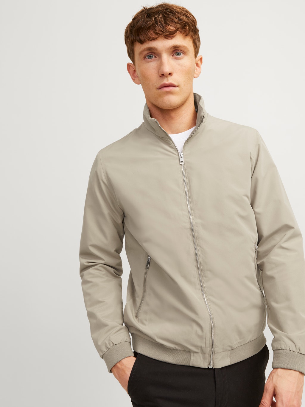 High neck bomber jacket | Light Grey | Jack & Jones®