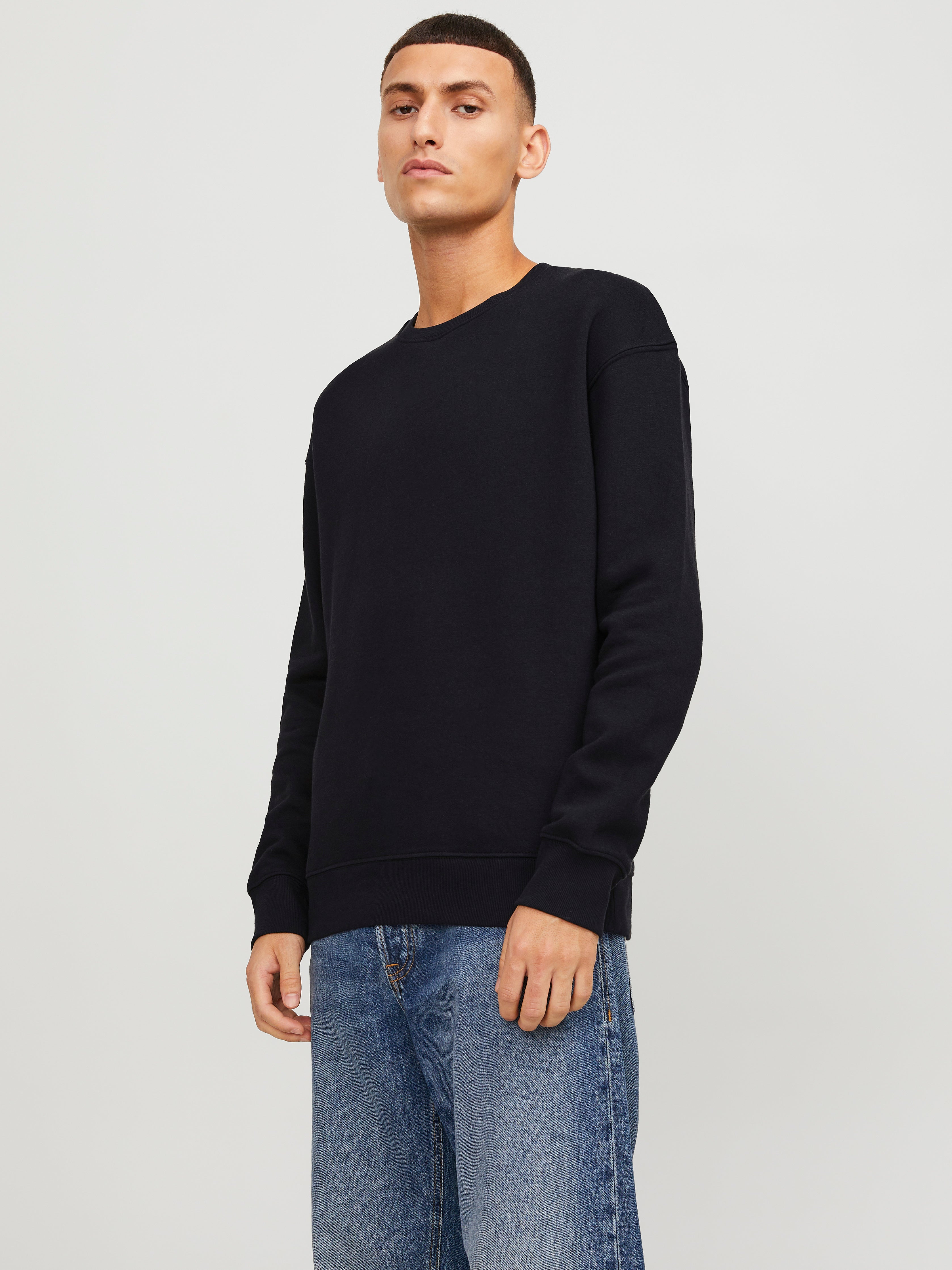 Plain Crew neck Sweatshirt | Black | Jack & Jones®