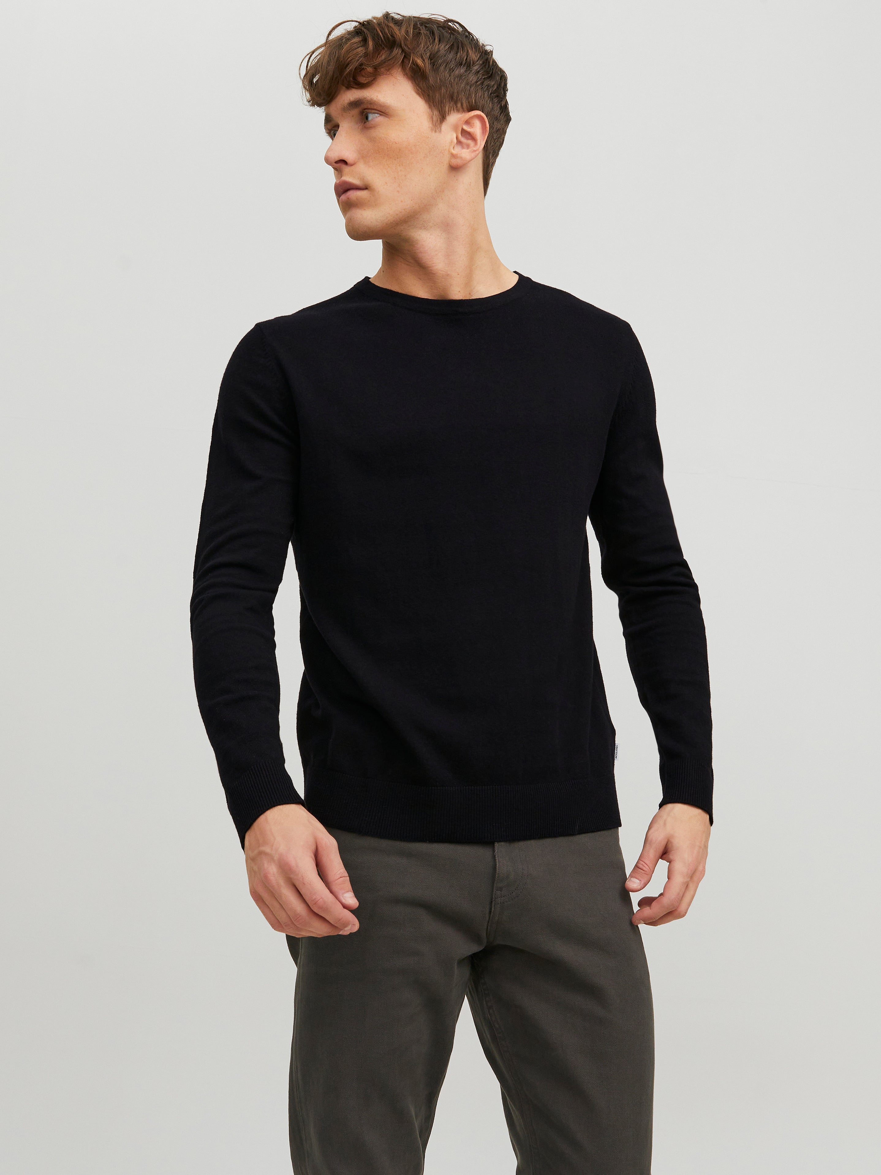 Crew neck Knitted Pullover | Black | Jack & Jones®