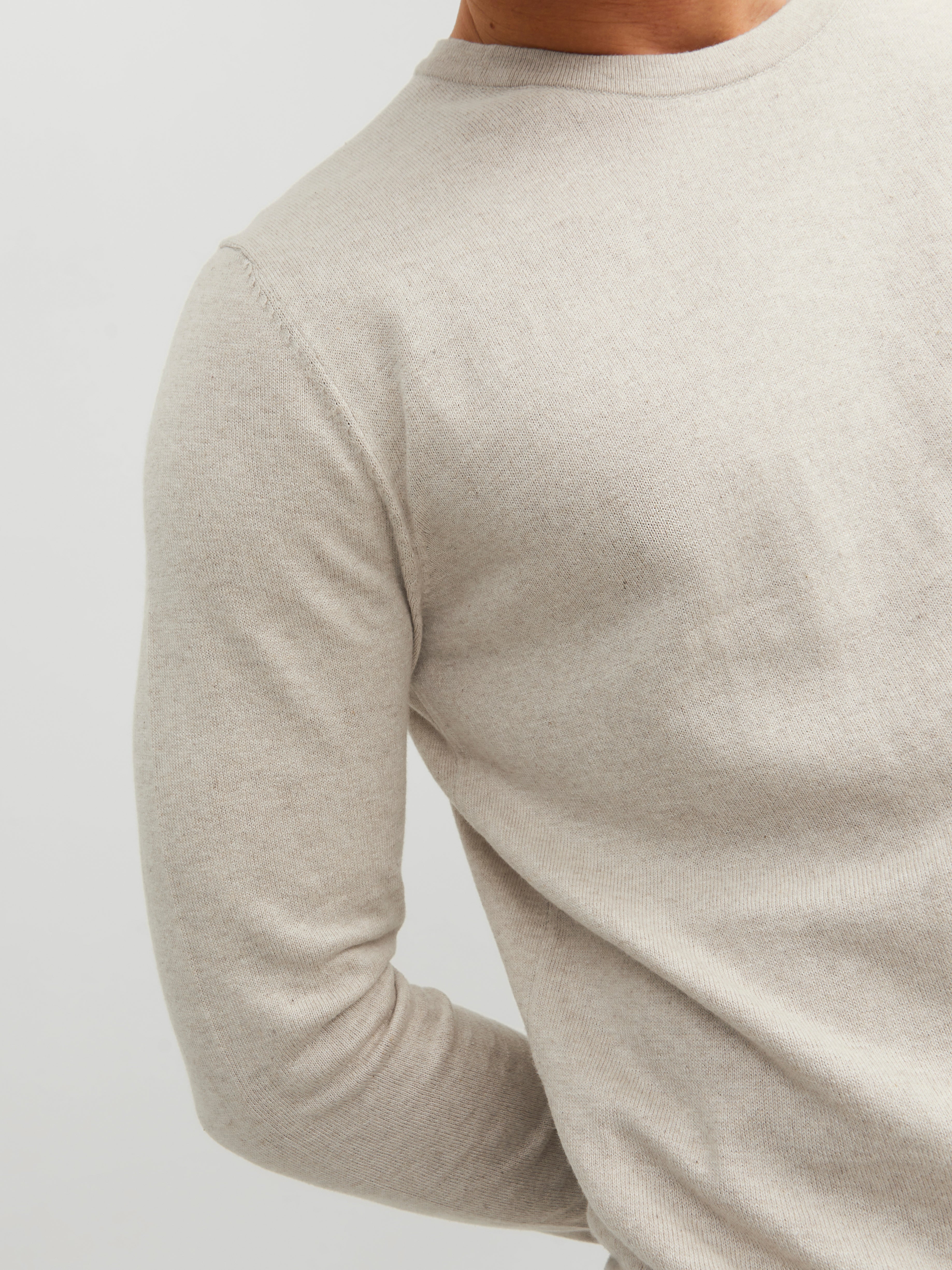 Plain Crew Neck Jumper | Beige | Jack & Jones®