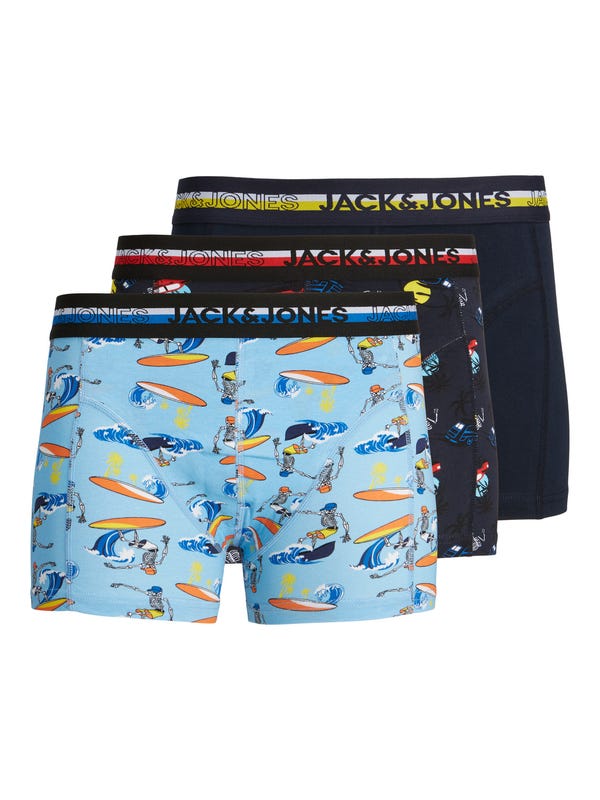 Boys 3-pack sugar skull print Trunks | Black | Jack & Jones®