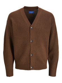 Plain Knitted cardigan | Medium Brown | Jack & Jones® Plain Knitted cardigan | Medium Brown | Jack & Jones®