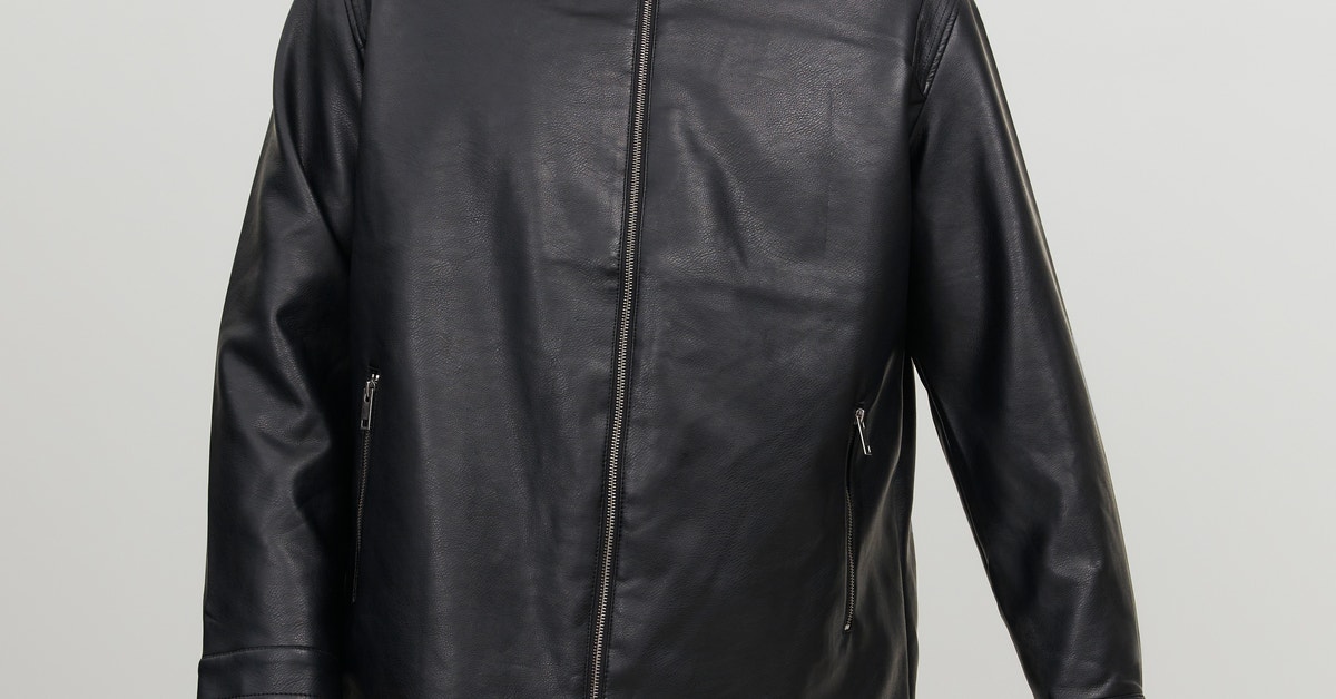 Plus Size Biker jas met leer-look | Zwart | Jack & Jones®
