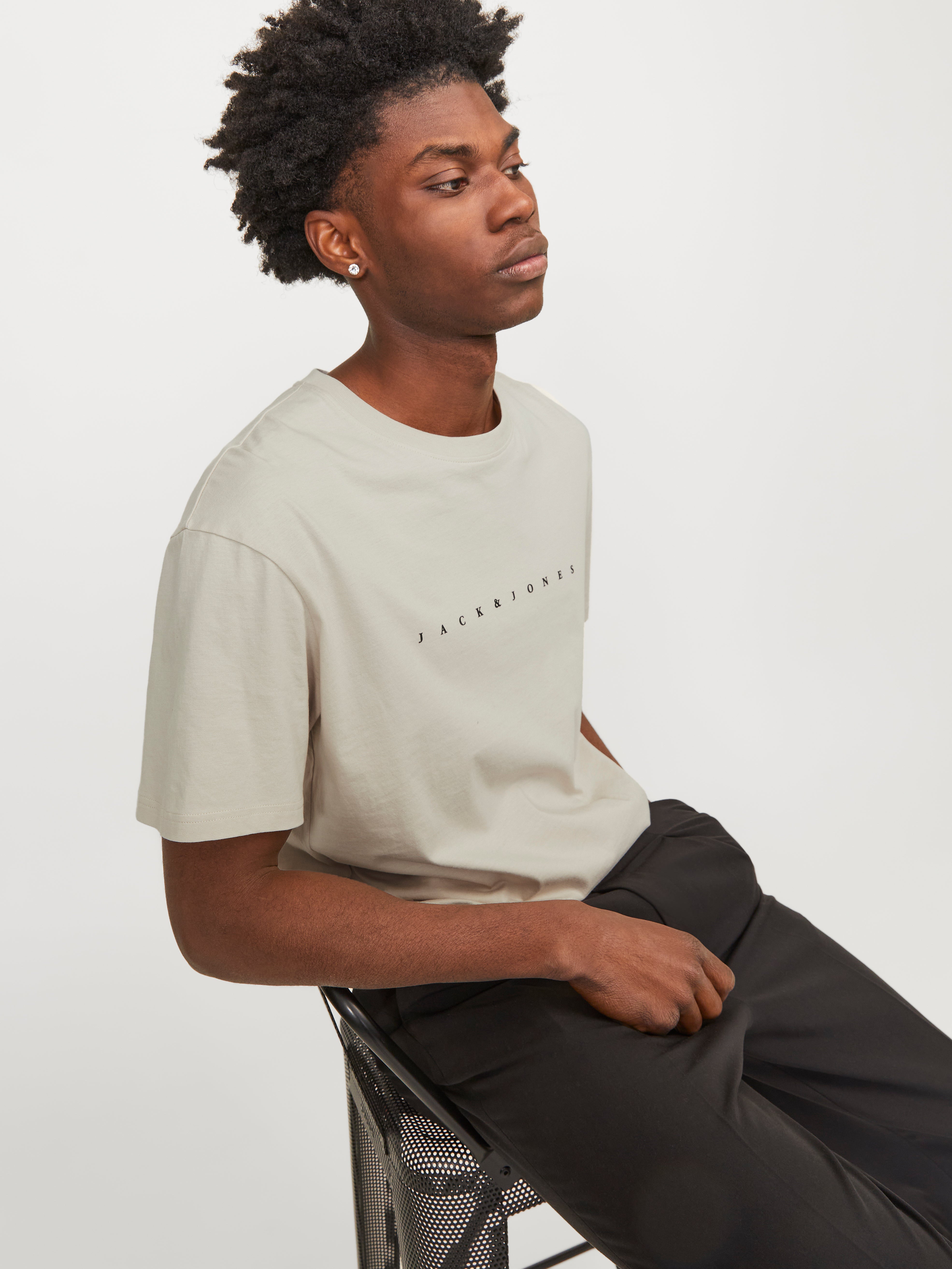 Logo Rundhals T-shirt | Beige | Jack & Jones®