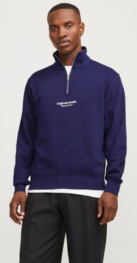 Trykket tekst Genser med halv glidelås | Mørk lilla | Jack & Jones®