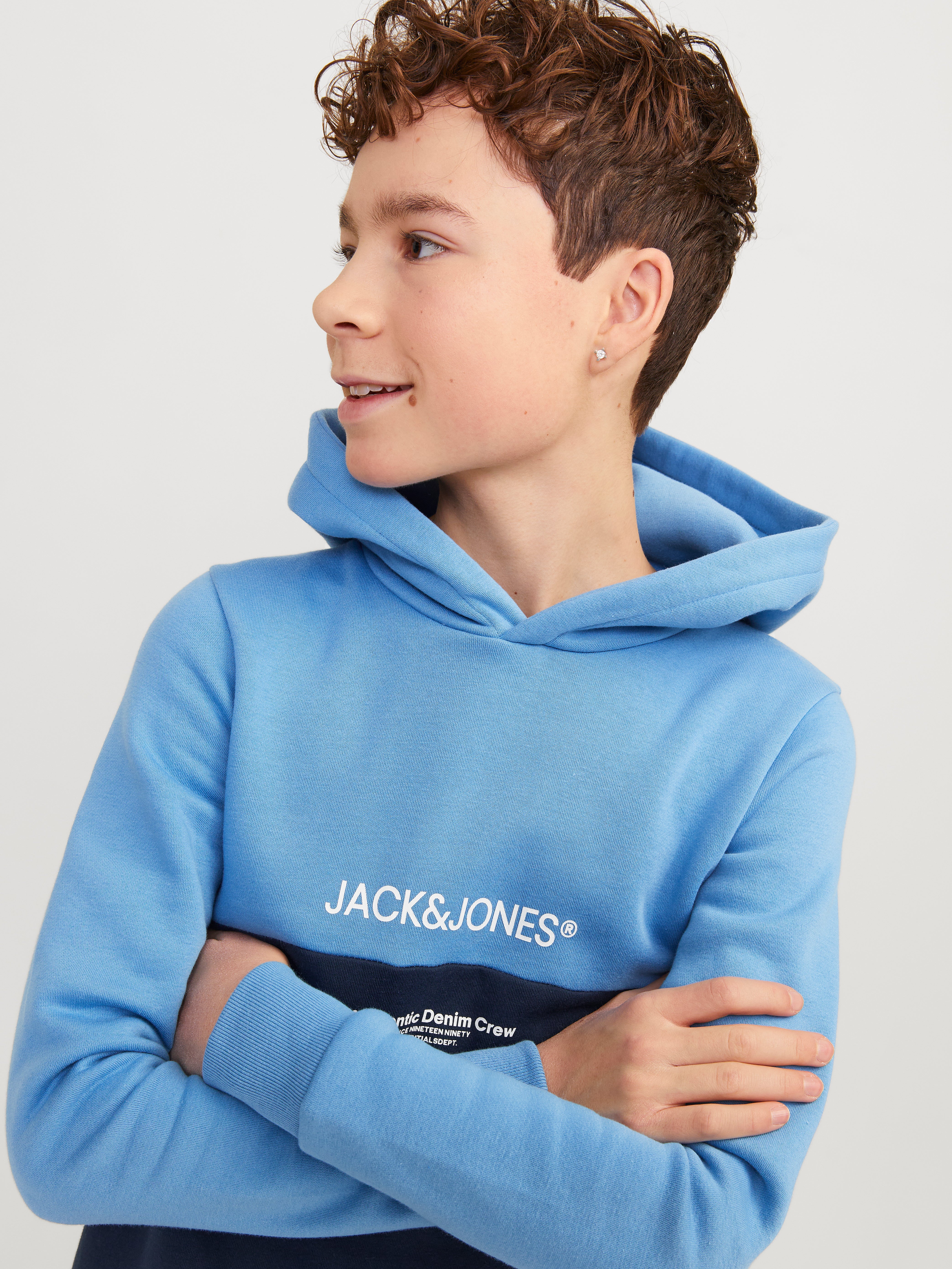 Colour Blocking Kapuzenpullover Junior | Mittelblau | Jack & Jones®