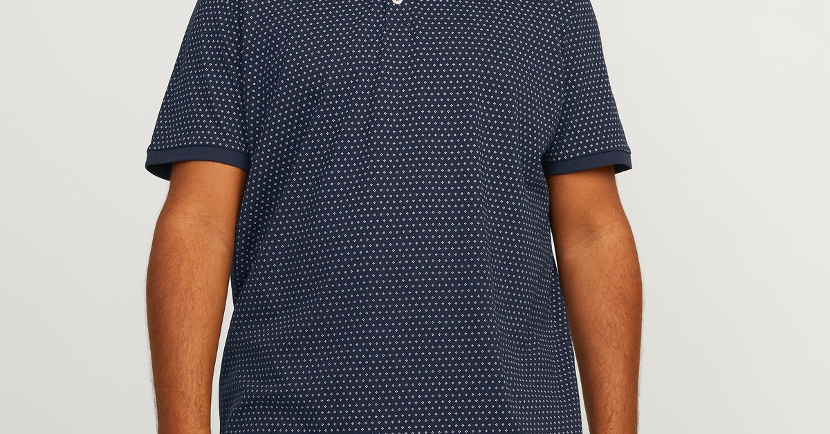 Plus Size Printed Polo | Dark Blue | Jack & Jones®
