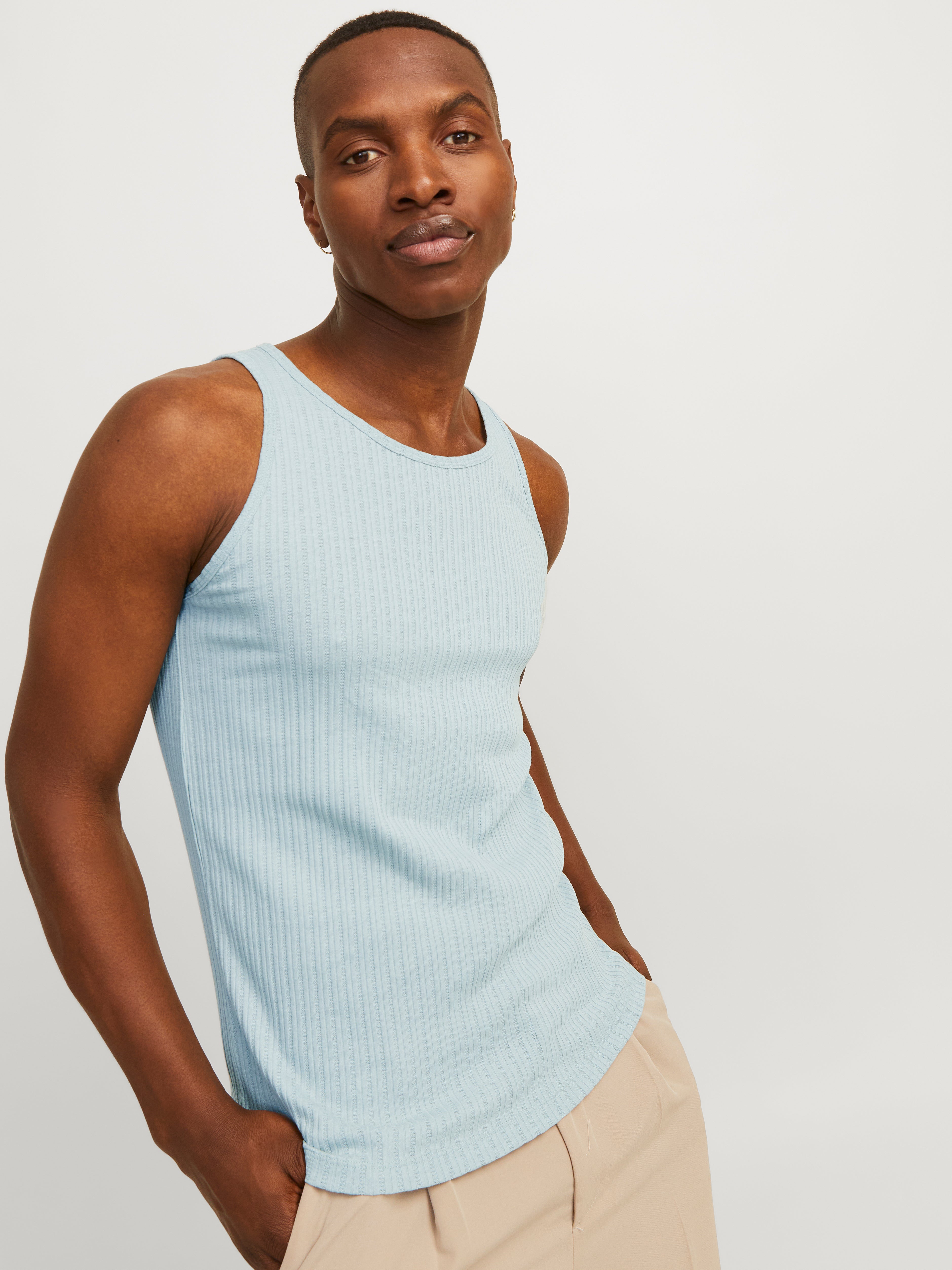 Plain Crew neck Tank top | Medium Blue | Jack & Jones®