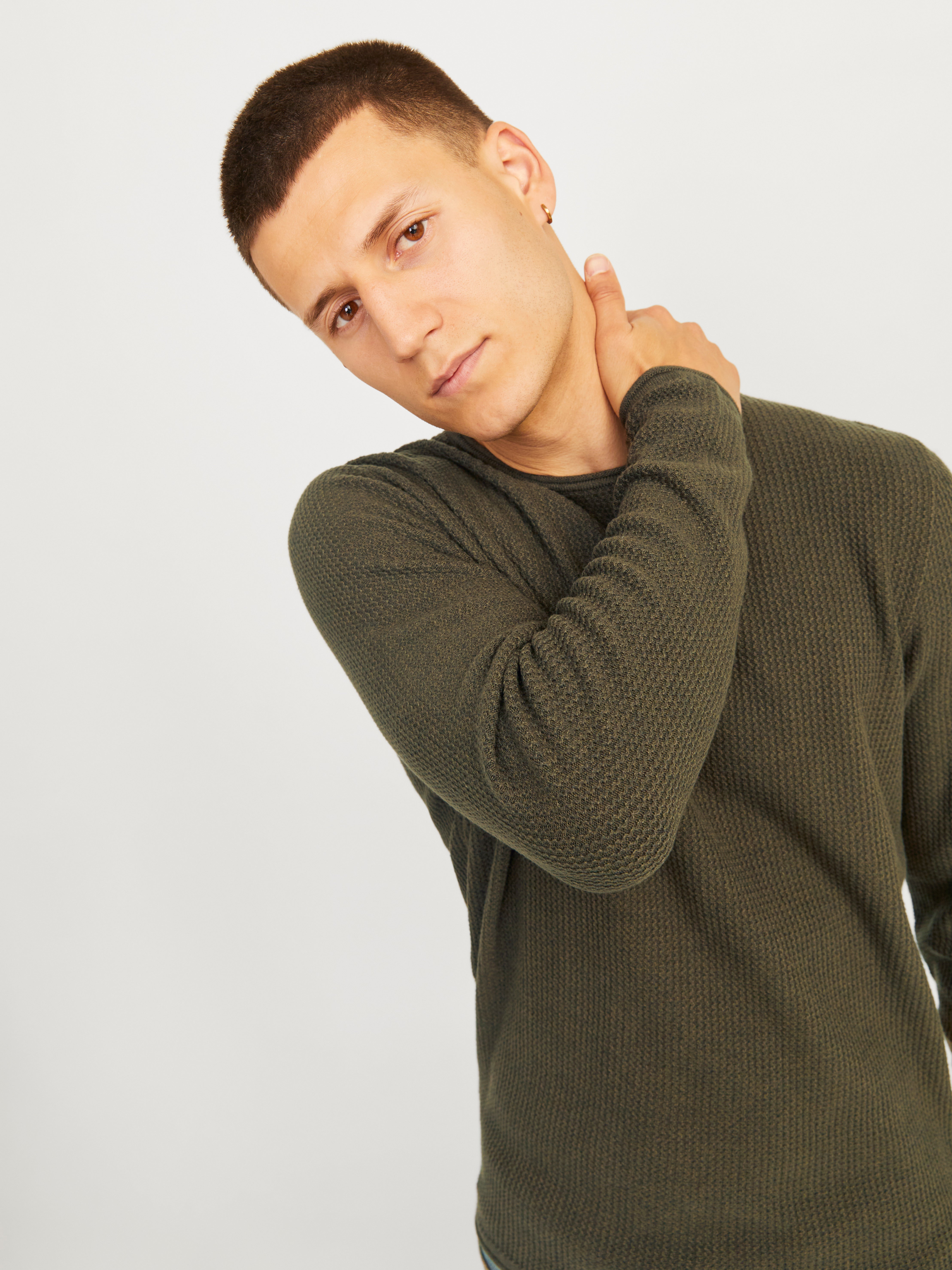 Plain Crew Neck Jumper | Dark Green | Jack & Jones®