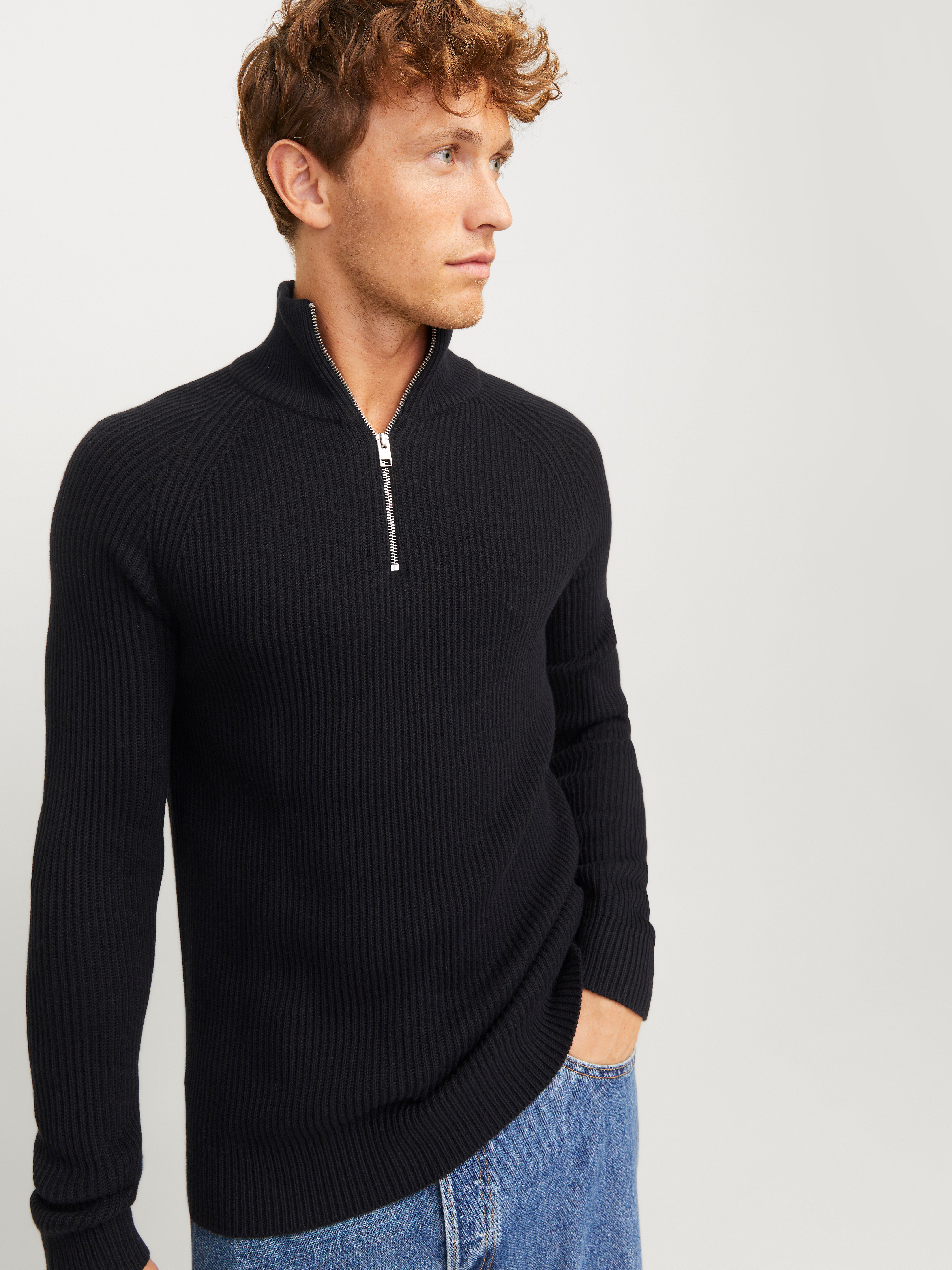 Plain Quarter zip | Black | Jack & Jones®
