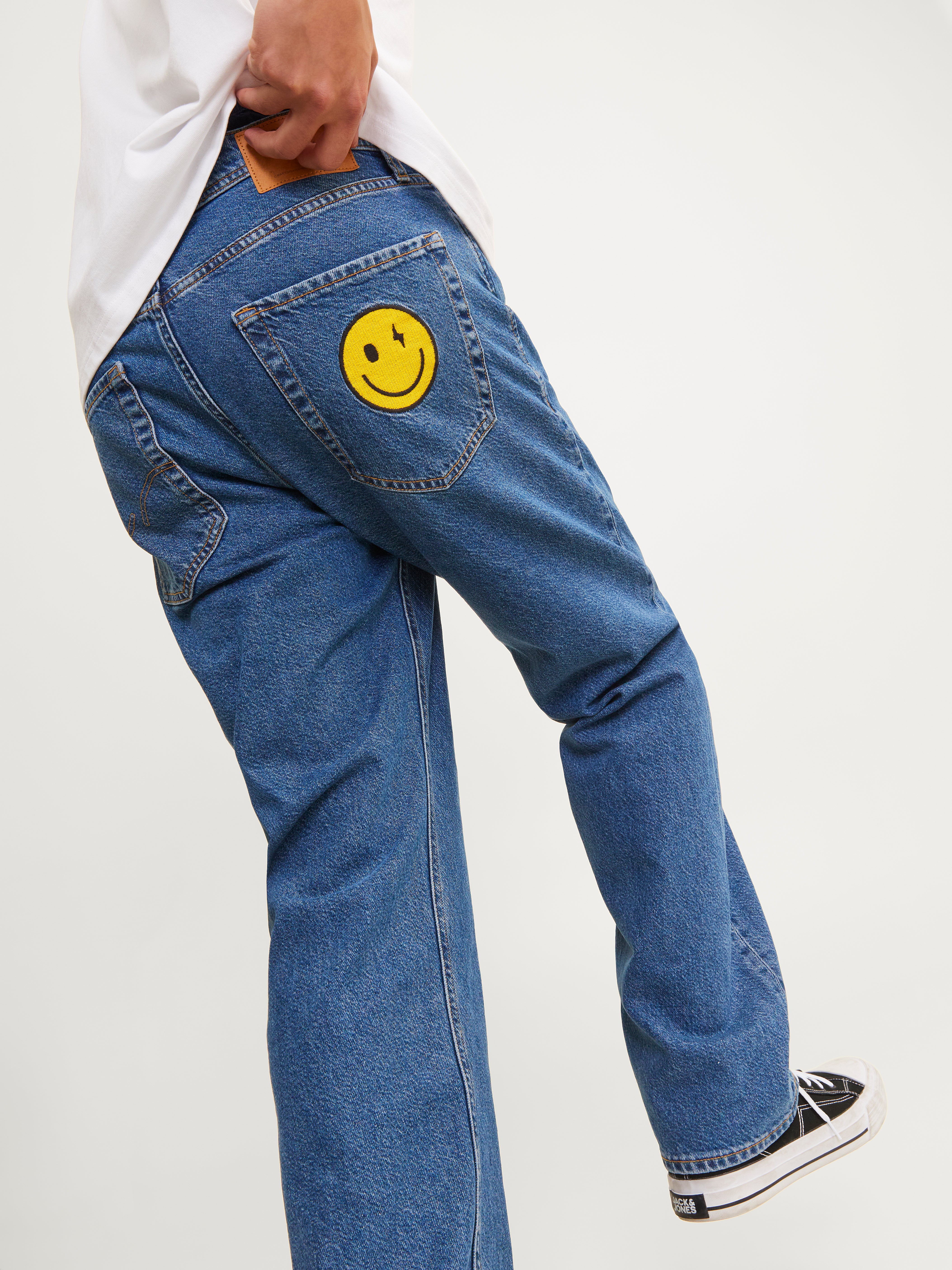 JJIEDDIE JJORIGINAL SMILEY Loose fit jeans | Medium Blue | Jack & Jones®