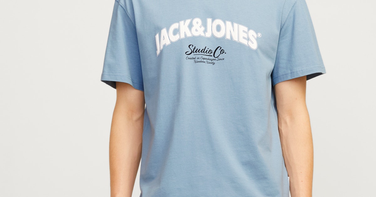 Printed Crew neck T-shirt | Light Blue | Jack & Jones®