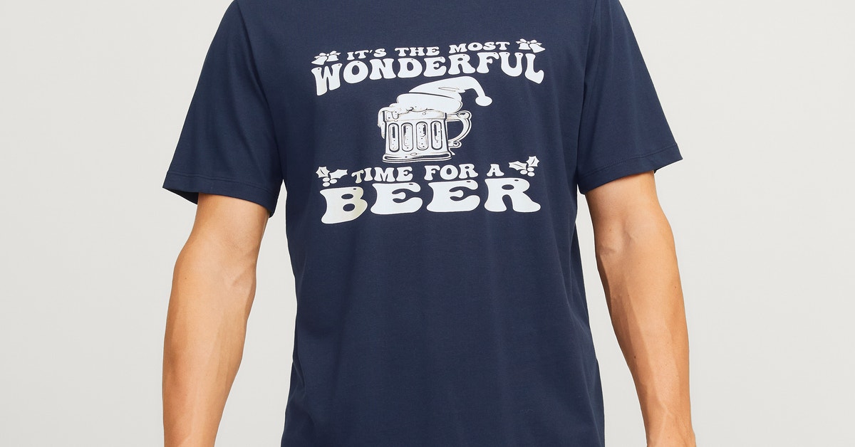 X-mas Crew neck T-shirt | Dark Blue | Jack & Jones®