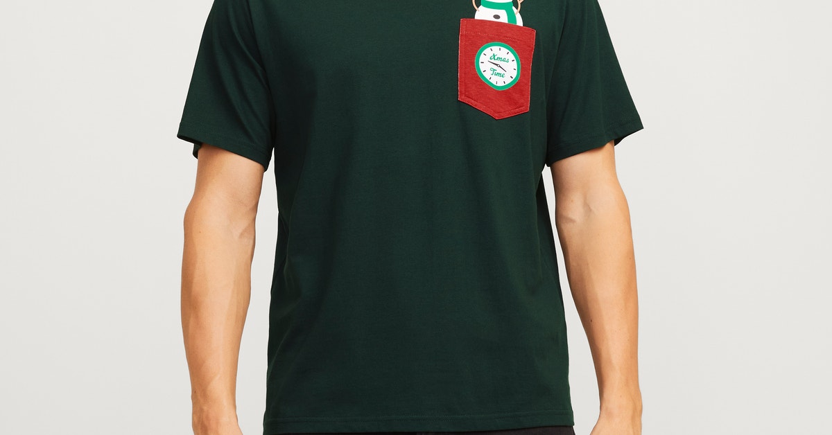 X-mas Crew neck T-shirt | Medium Green | Jack & Jones®