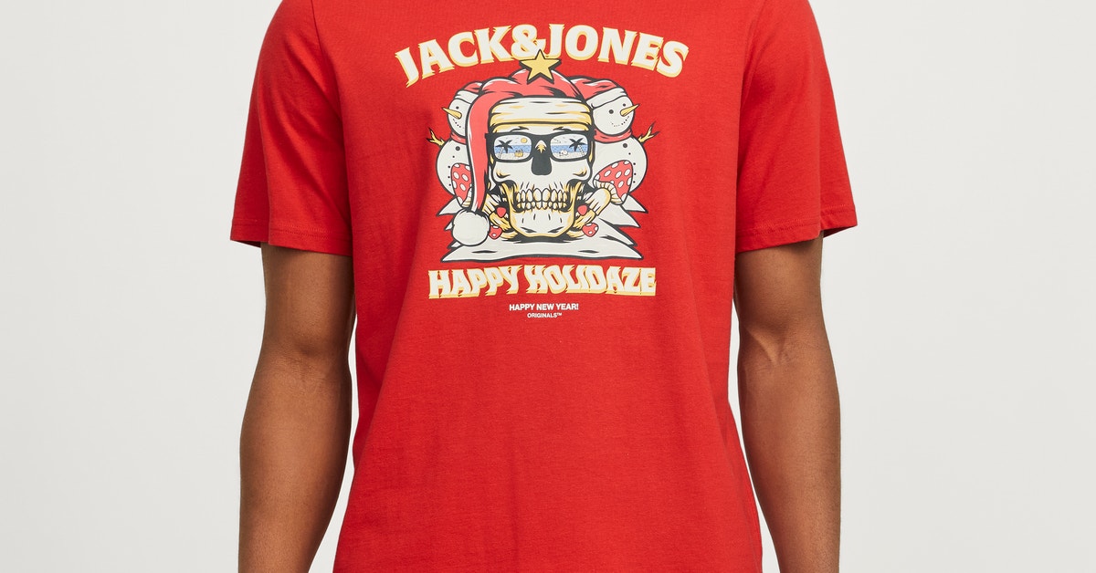 X-mas Crew neck T-shirt | Medium Red | Jack & Jones®