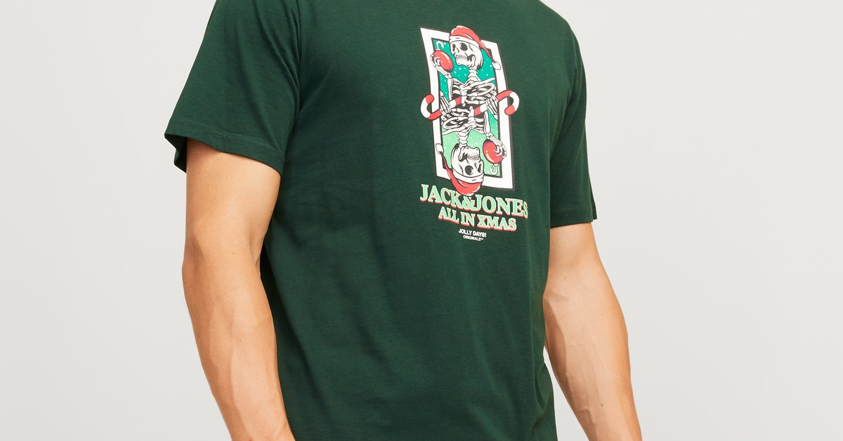X-mas Crew neck T-shirt | Dark Turquoise | Jack & Jones®