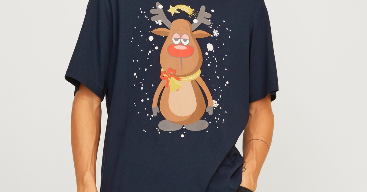 X-mas Crew neck T-shirt | Dark Blue | Jack & Jones®