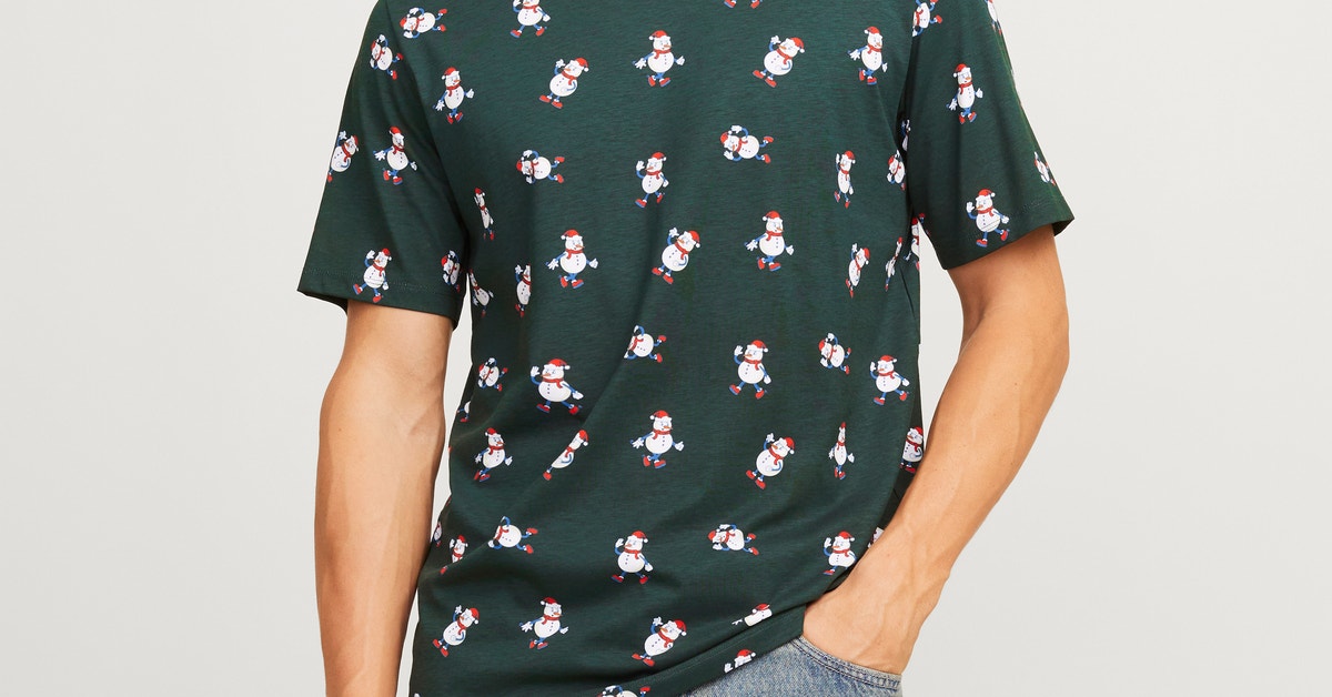 X-mas Crew neck T-shirt | Medium Green | Jack & Jones®