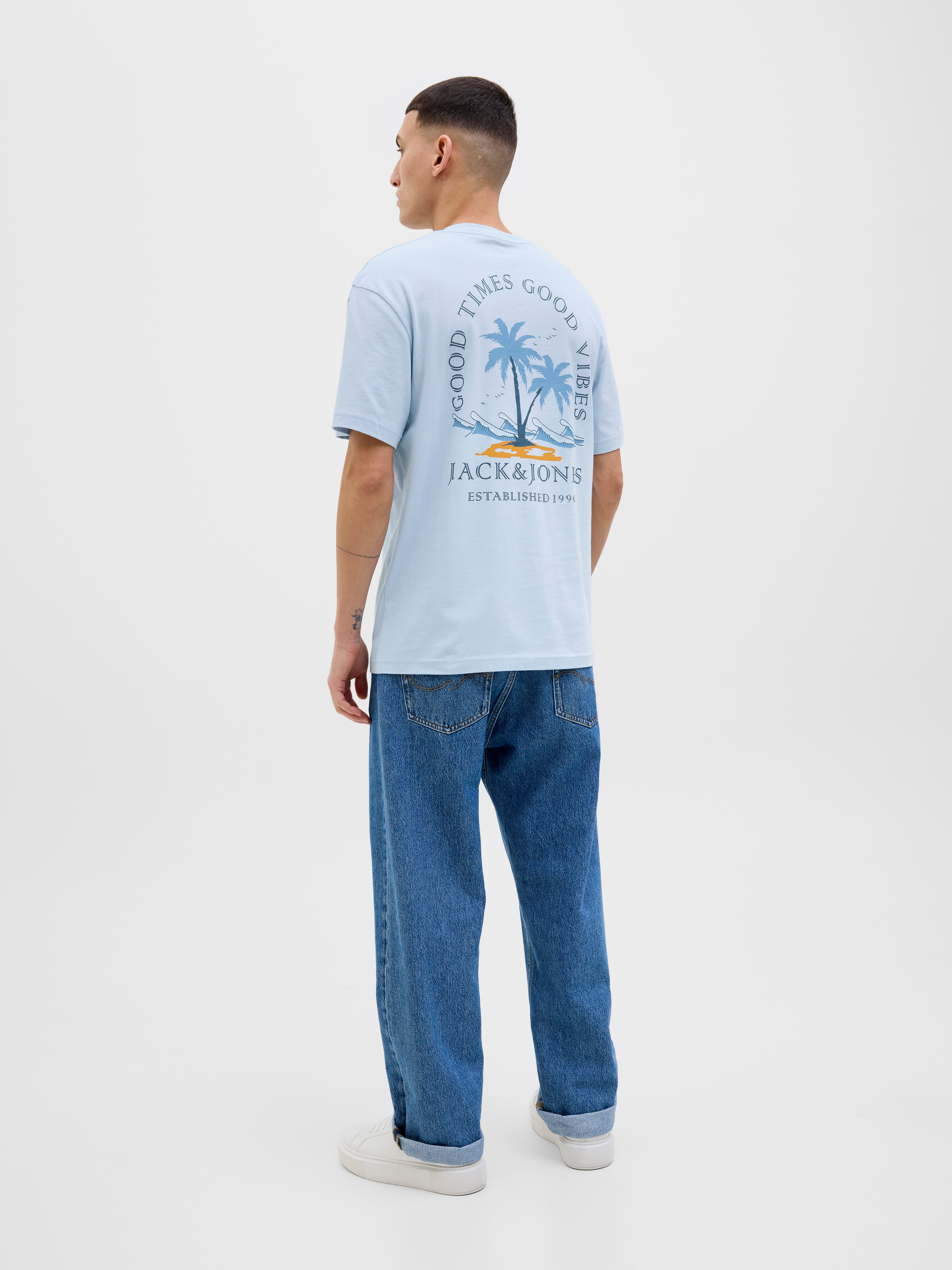 Takapainatus Pyöreä pääntie T-paita | Keskisininen | Jack & Jones®