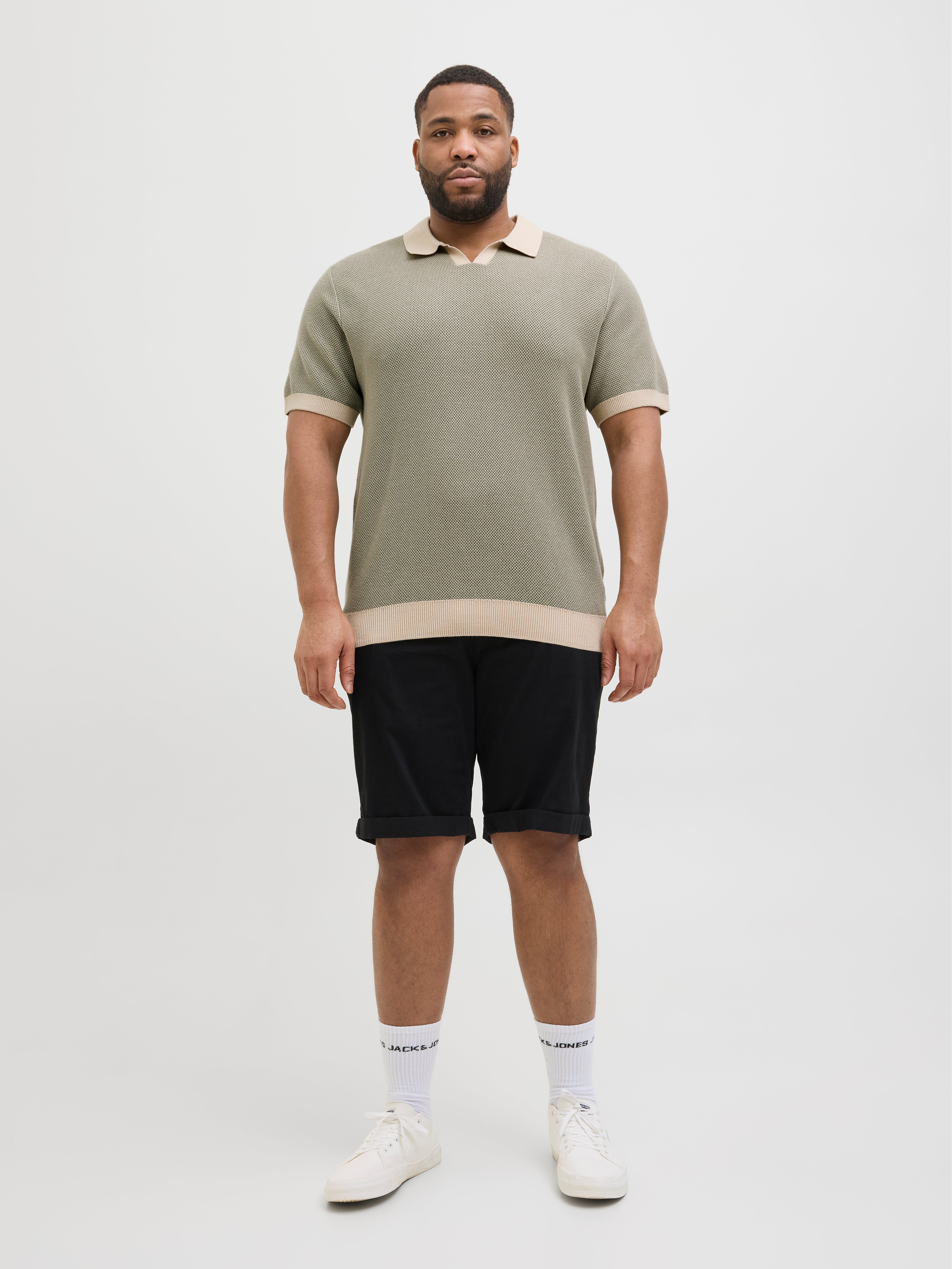 Plus Size Polo Cuello dividido | Gris intermedio | Jack & Jones®