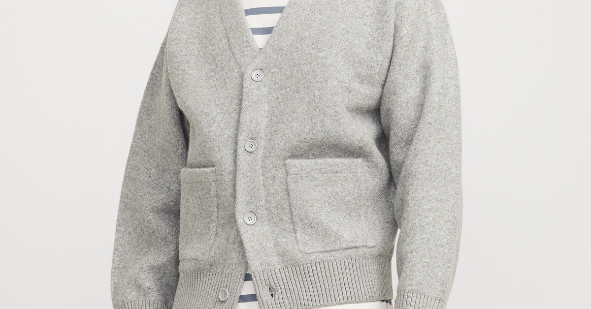 Ruumikas lõige V-kaelus Langetatud õlaosa Kootud kardigan | Light Grey ...