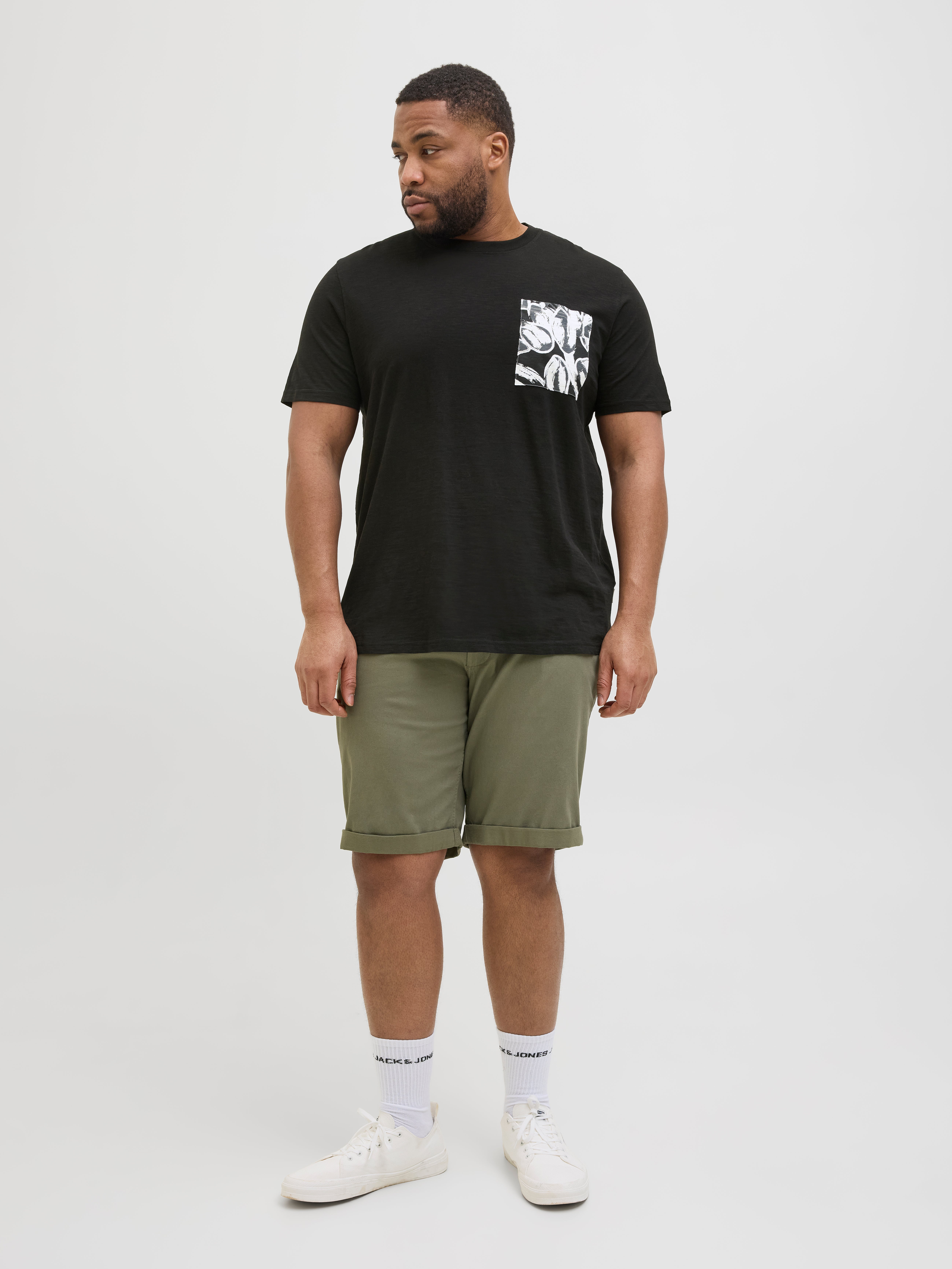 Përshtatja e rregullt Qafa e ekuipazhit PLUS T-Shirt | Black | Jack ...